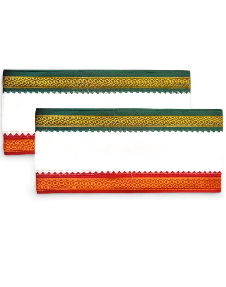 Men's Fine Cotton Double Bordered Gamcha, Angocha Bath Towel - ZORKH